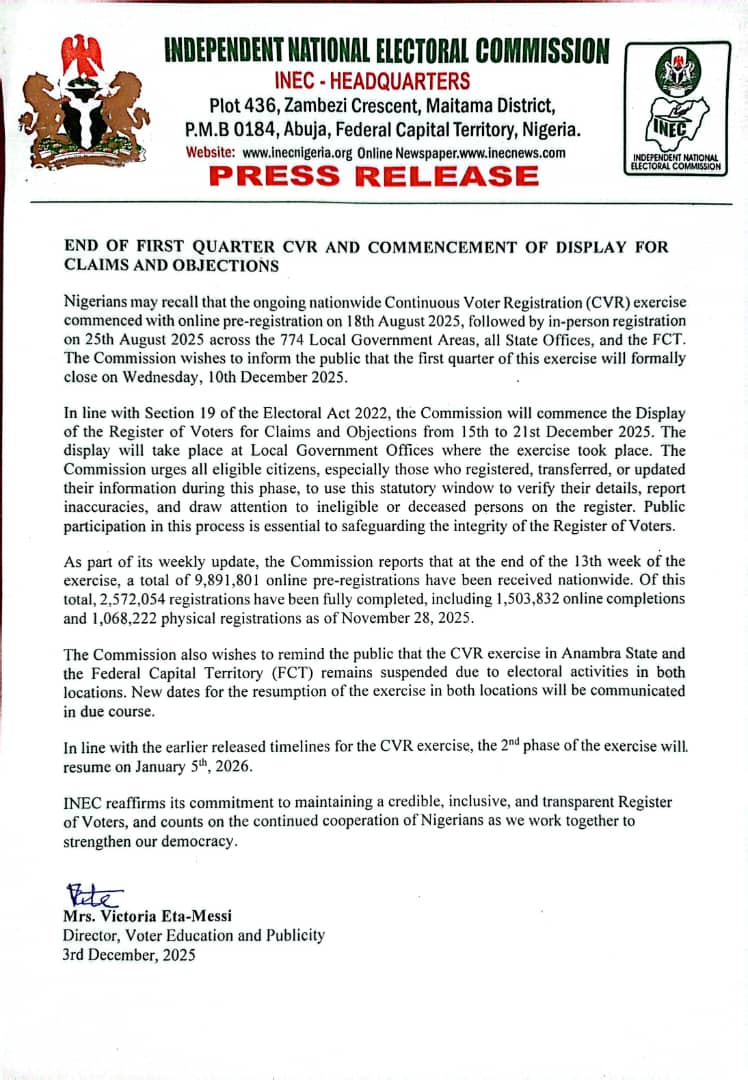 END OF FIRST QUATER CVR AND COMMENCEMENT OF DISPLAY FOR CLAIMS AND ...